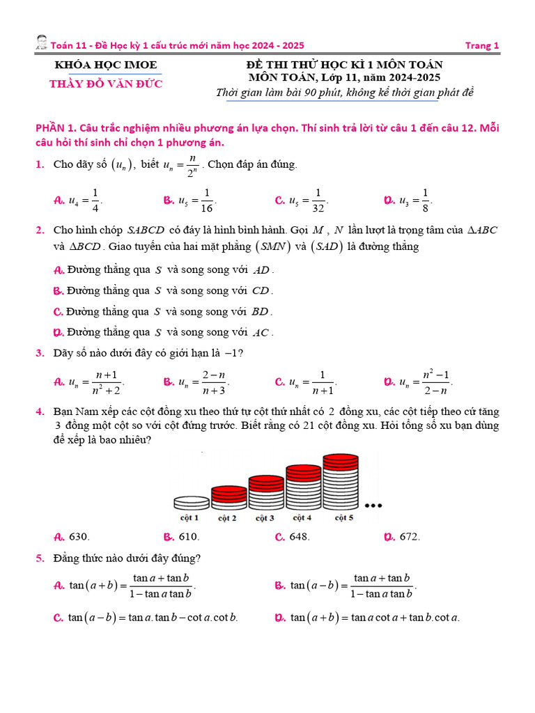 x13 - Thi TH KSCL Toán 11 - Hk1 | PDF