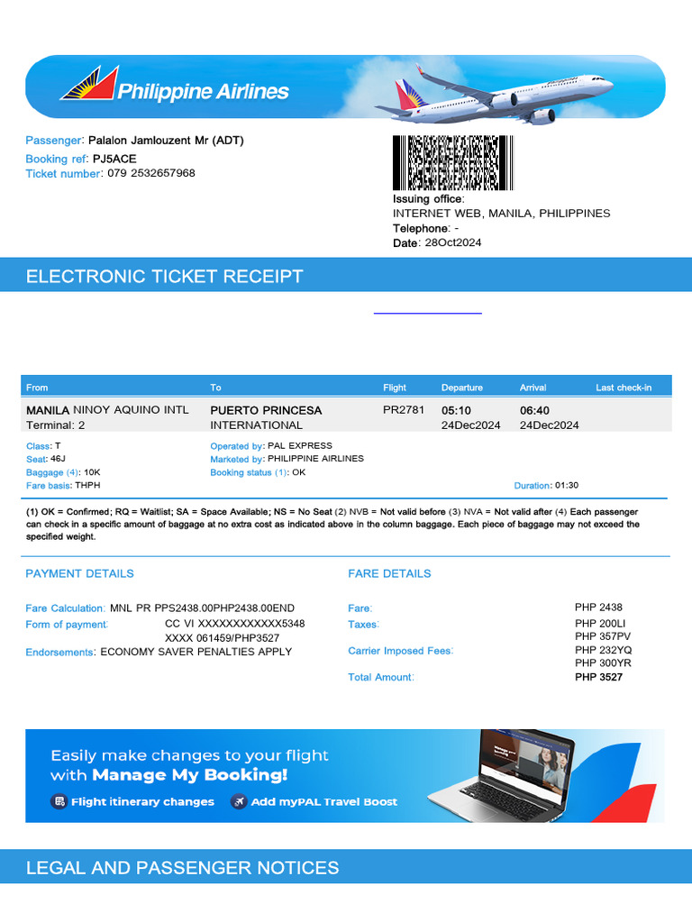 Electronic Ticket Receipts | PDF