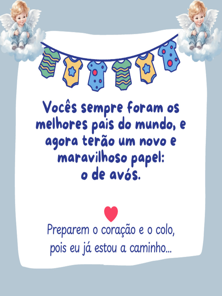 Cartão Quadrado Anúncio de Gravidez para Avós Ilustrado | PDF