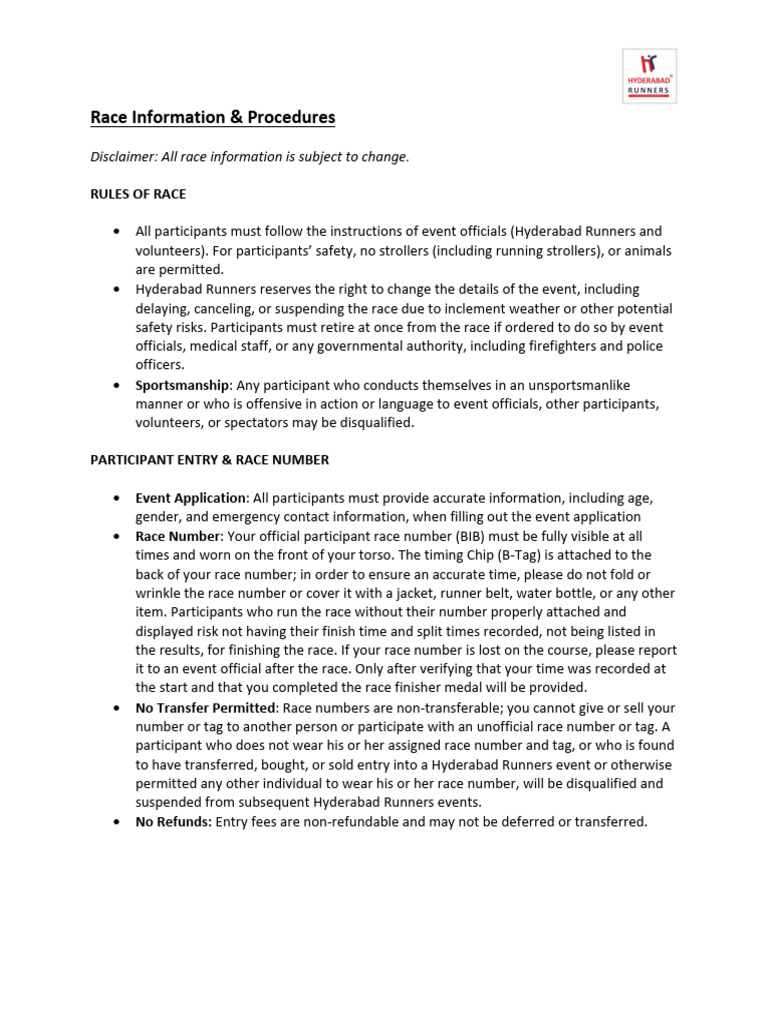 Race Information Procedures 1 | PDF