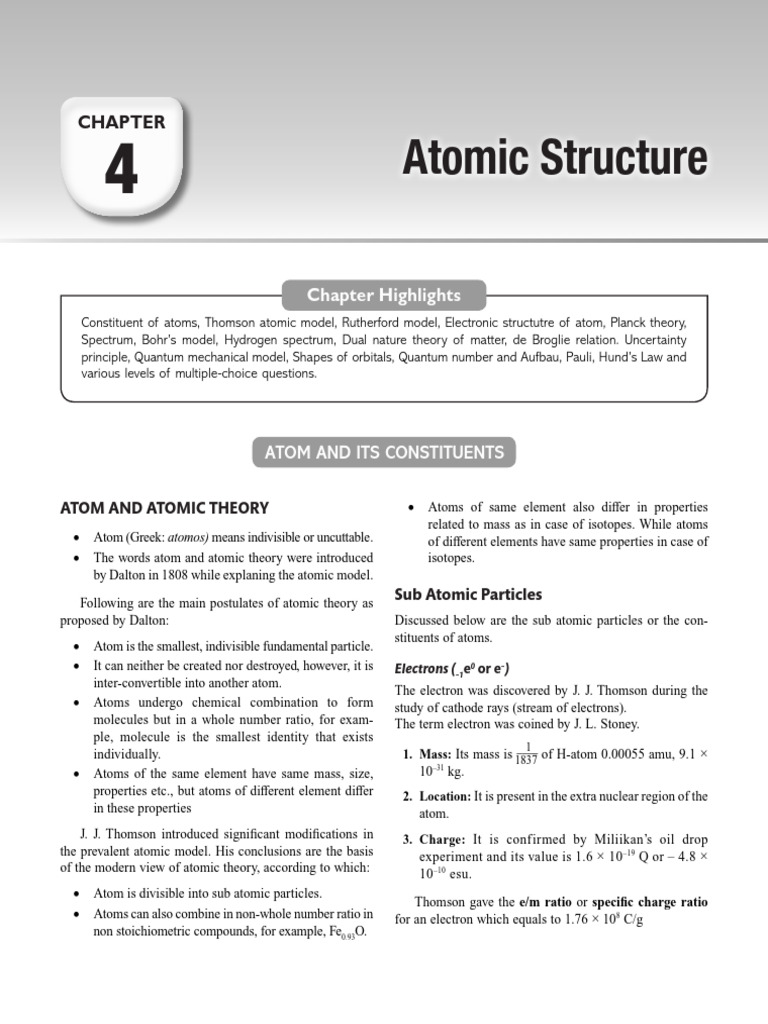 4. Atomic Structure | PDF | Electromagnetic Radiation | Atoms