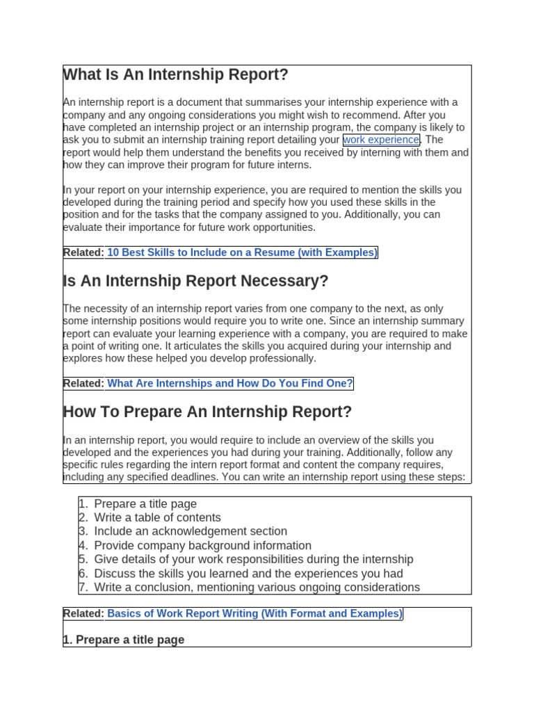 Understanding Internship Reports | PDF | Internship | Job Hunting