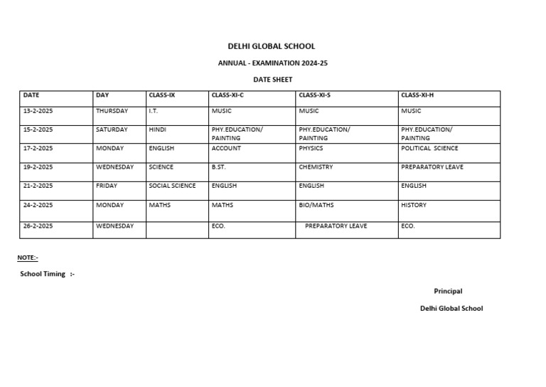 Date Sheet Ix & Xi Final2024-25 PDF | PDF