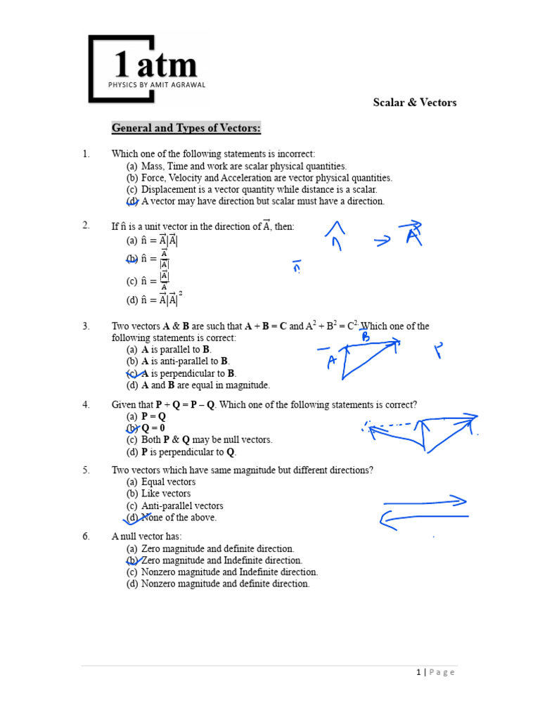 Scalars - and - Vectors-Question Paper 1 | PDF | Euclidean Vector | Force