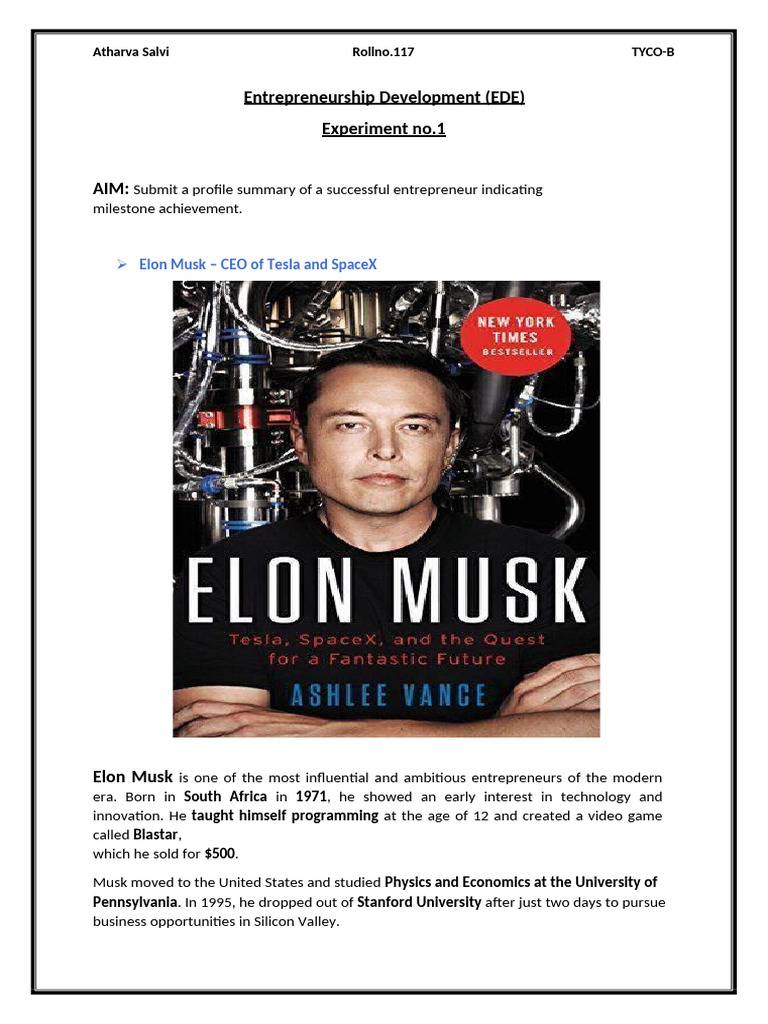 Entrepreneurship Development-1 - 117 | PDF | Elon Musk | Space X