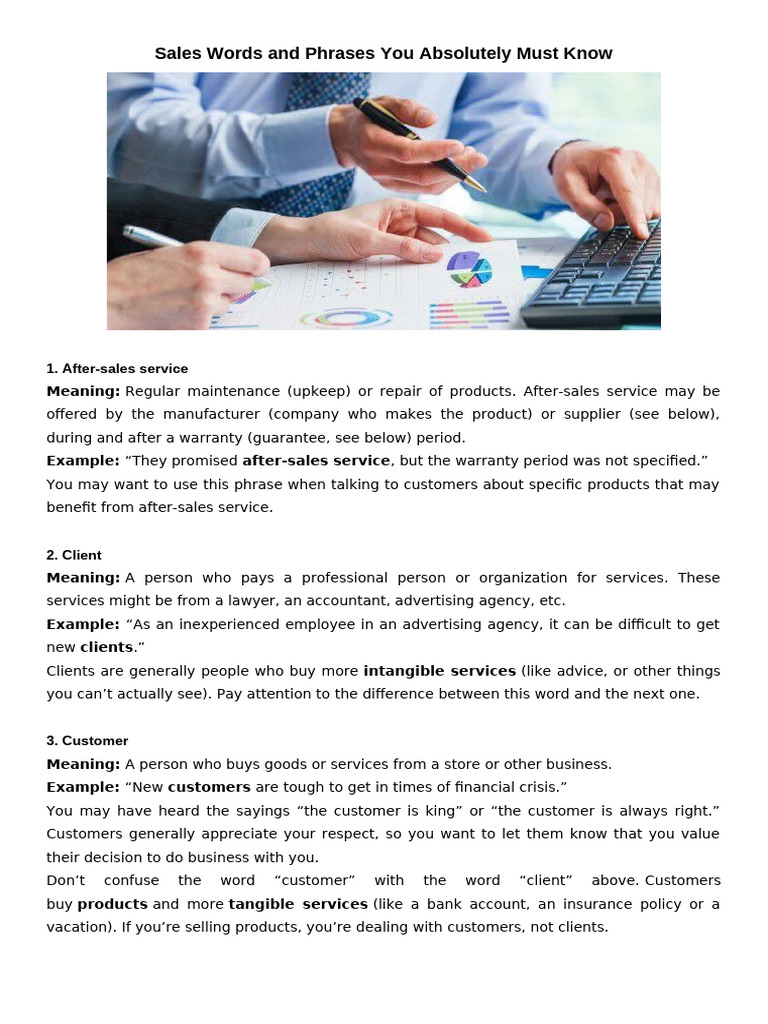 Sales Words and Phrases You Absolutely Must Know | PDF | Sales | Retail