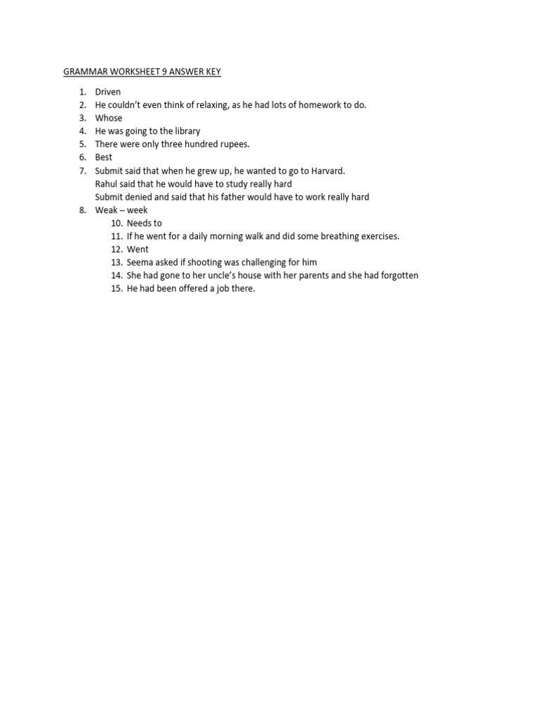 9 Answer Key | PDF