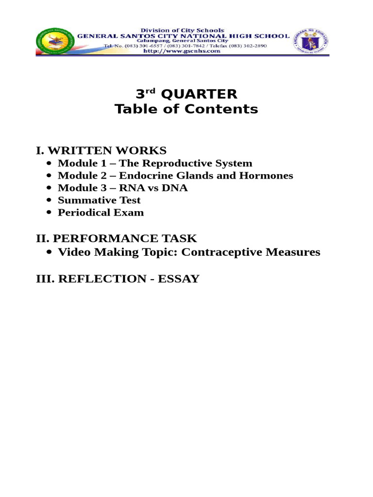 Table of Contents - Science - With Summative | PDF