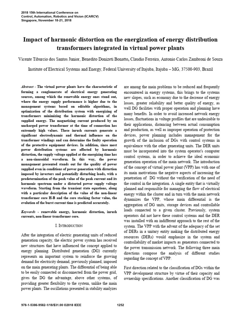 Harmonic Distortion in VPP Transformers | PDF | Transformer | Inductance