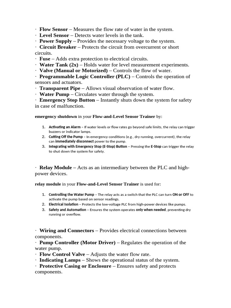 Components of Flow and Level Sensor Trainer | PDF | Programmable Logic ...