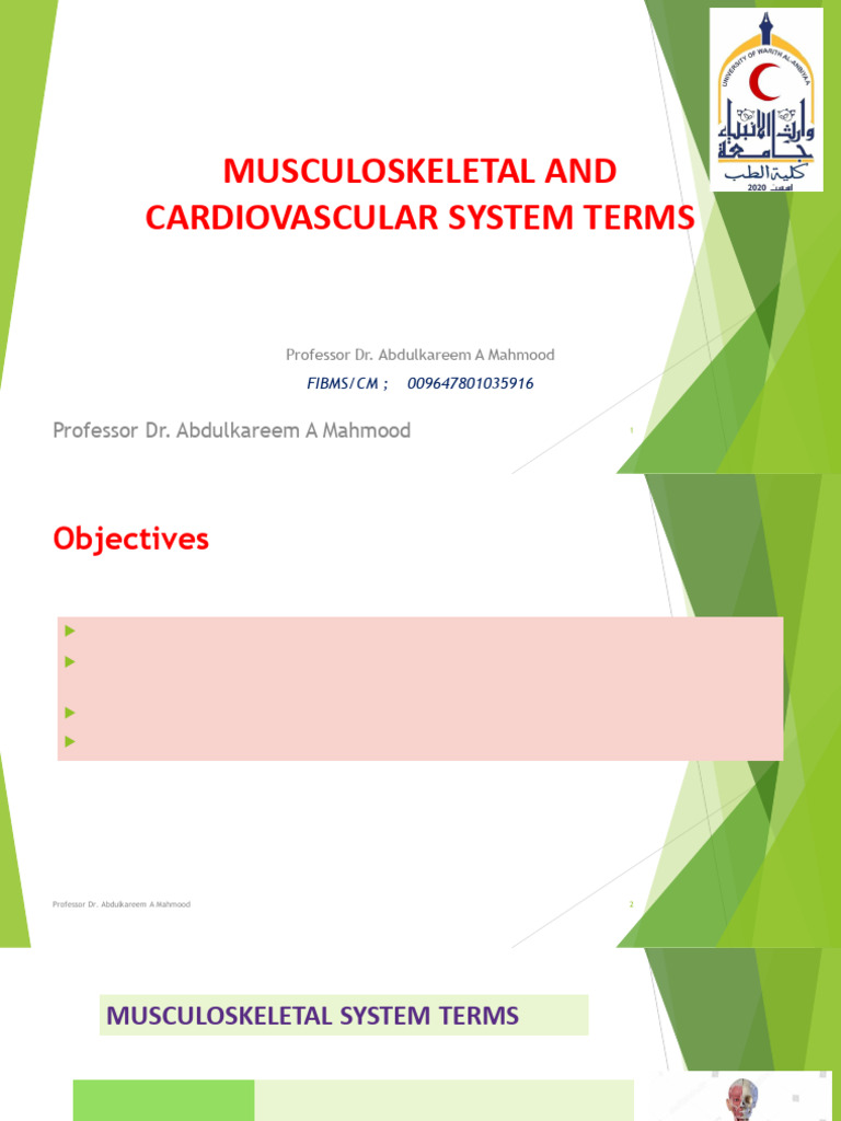Medical Terminology: Musculoskeletal & Cardiovascular Systems | PDF ...