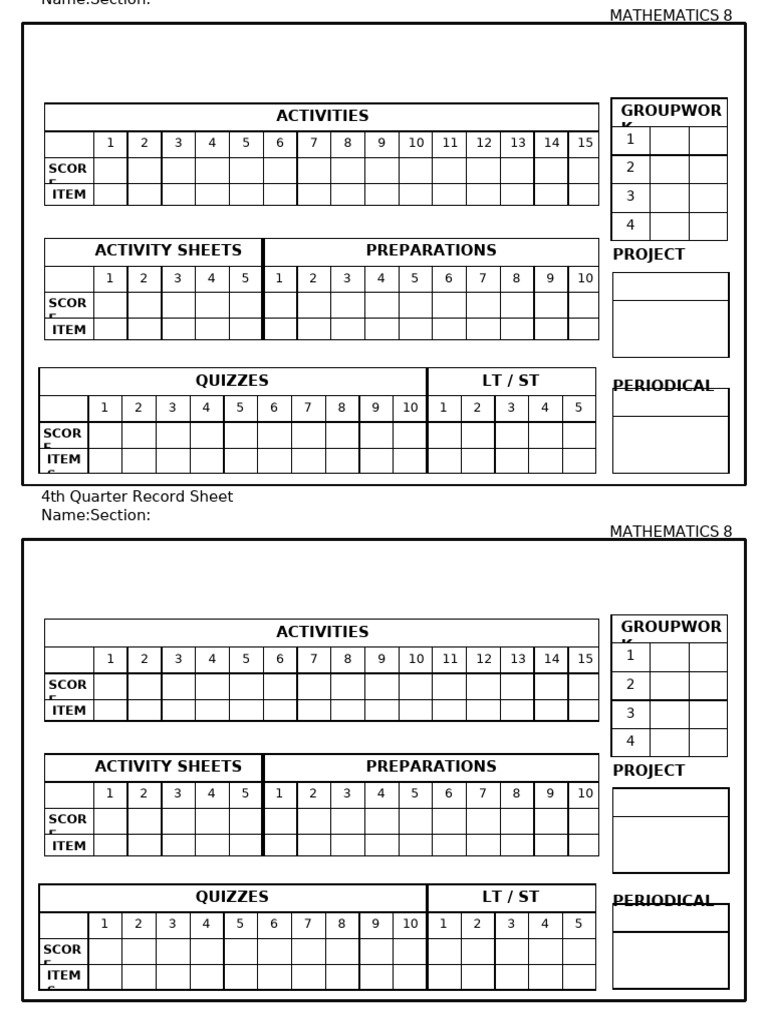 Record Sheet Index Card | PDF