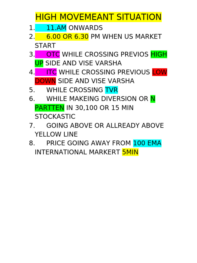 High Movement Trading Strategies | PDF