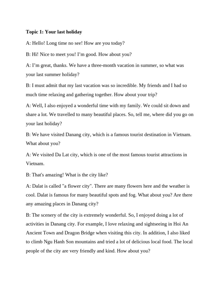 5 Topic English Speaking b1.2 | PDF