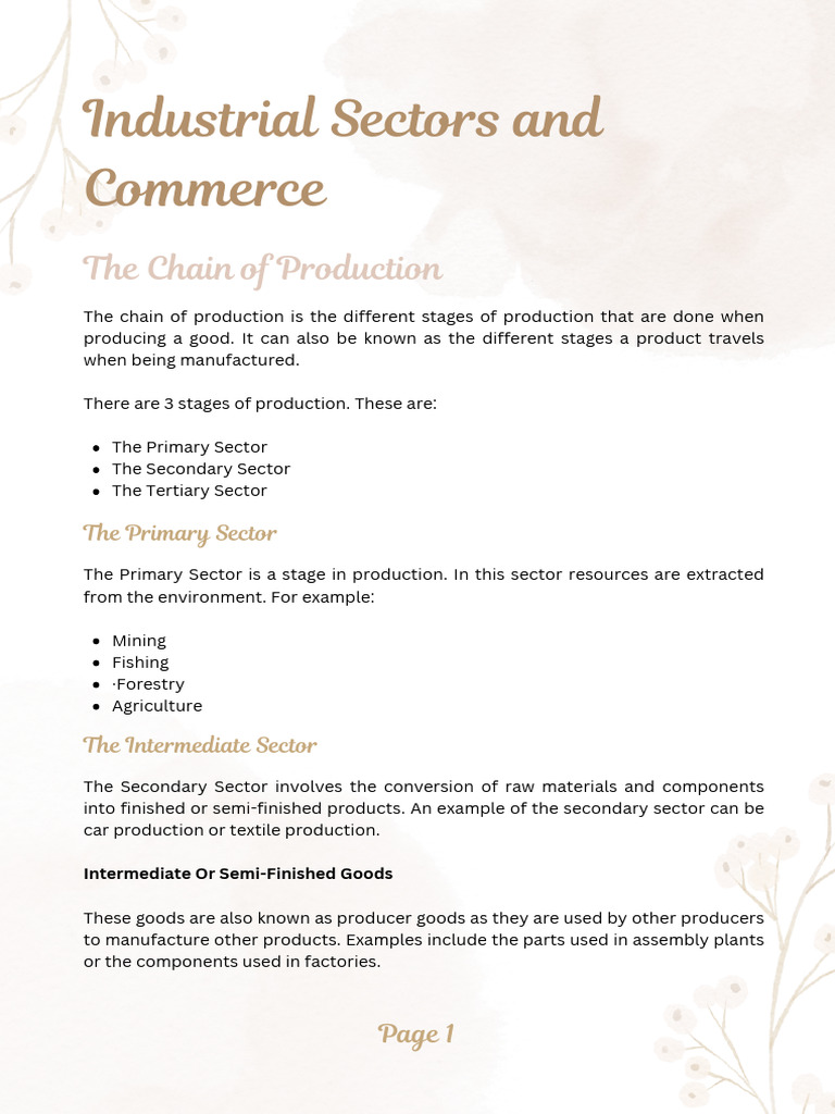 Industrial Sectors and Commerce: The Chain of Production | PDF