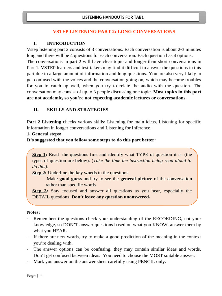 Listening - Part 2 - Handout 2 - Teaching | PDF | Conversation | Inference