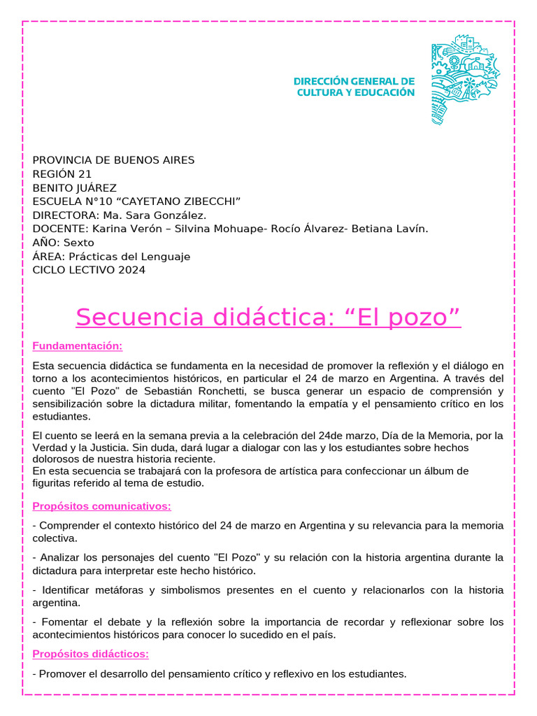 Secuencia Didáctica: "El Pozo" y Memoria Histórica | PDF | Narración ...