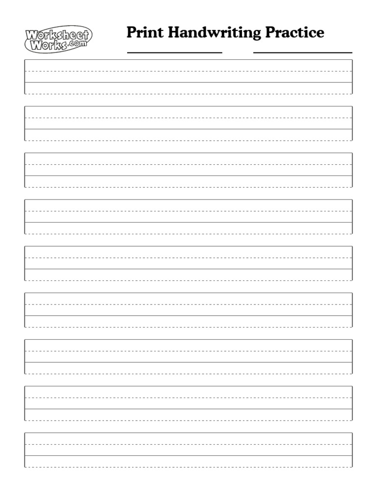 WorksheetWorks Print Handwriting Practice 1 | PDF WorksheetWorks Print Handwriting Practice 1 | PDF