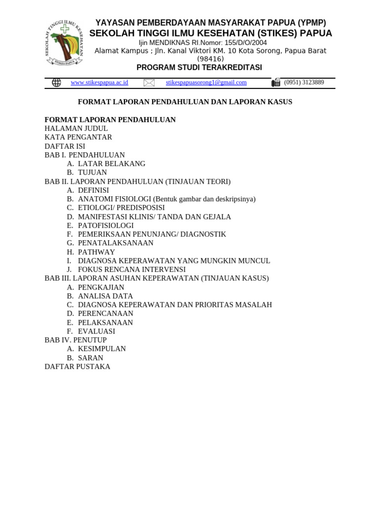 Format Laporan Pendahuluan Dan Laporan Kasus(1) | PDF