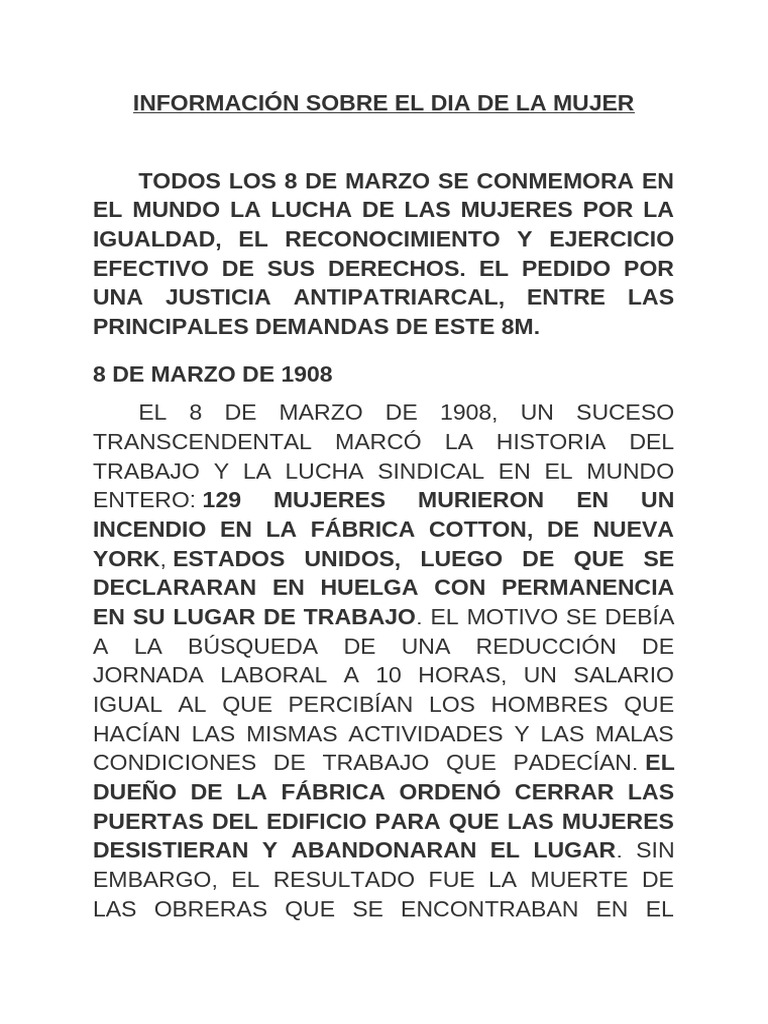 Dia de La Mujer | PDF