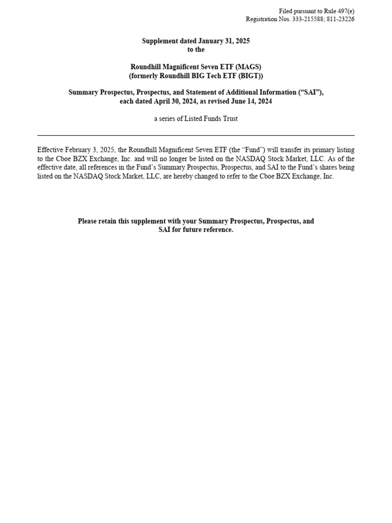 Roundhill ETF Updates and Liquidations | PDF | Investment Fund | Stocks