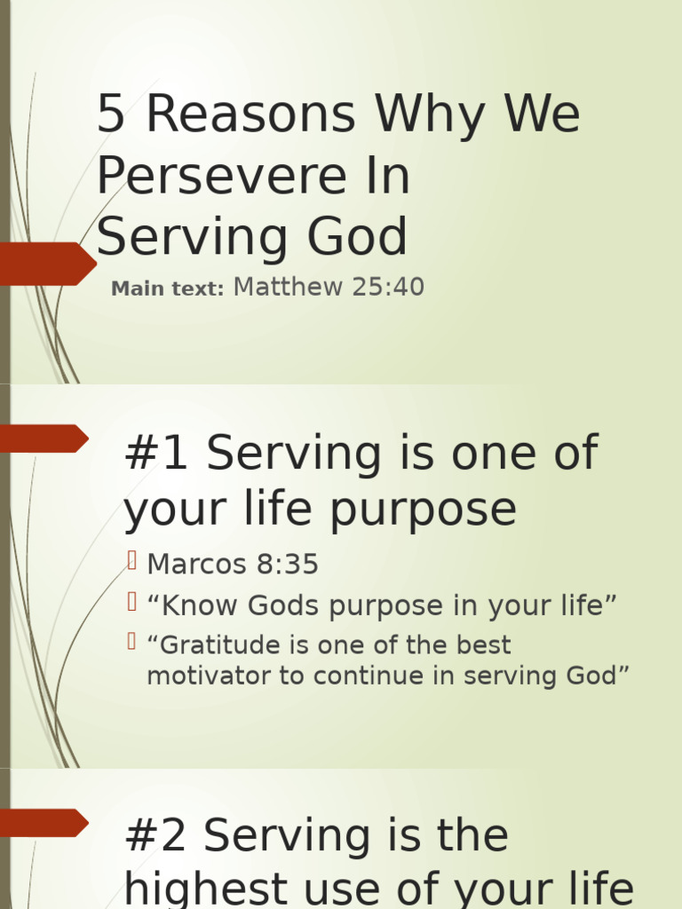 5 Reasons Why We Persevere in | PDF