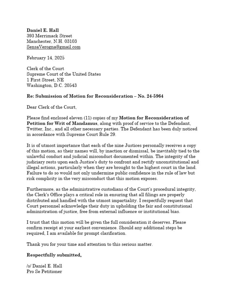 Motion For Reconsideration Binder | PDF | Supreme Court Of The United ...