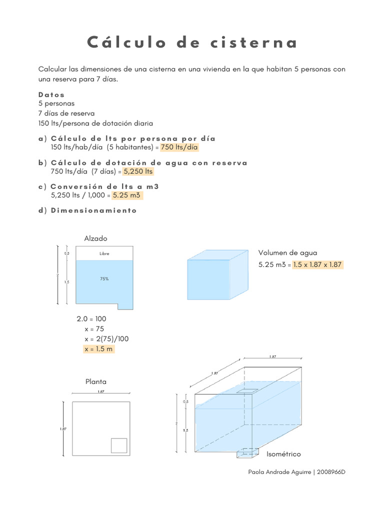 Cálculo de cisterna | PDF
