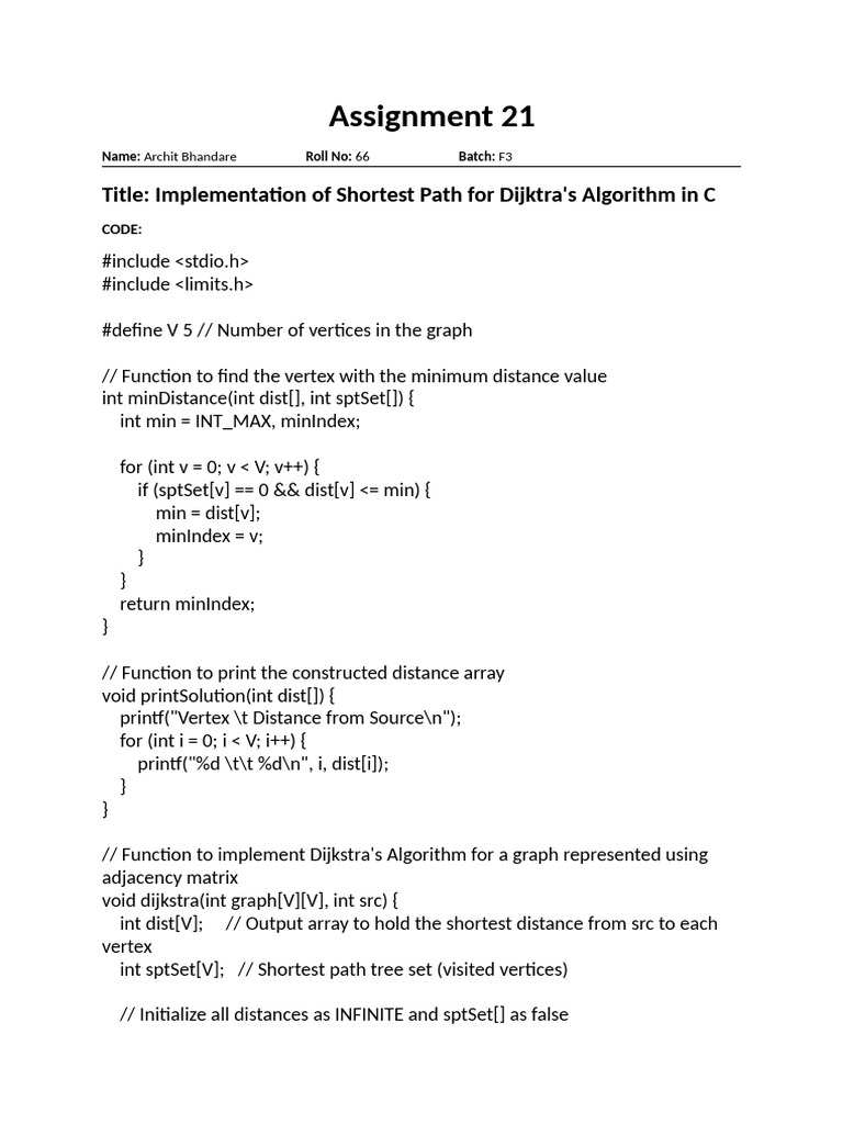 Shortest Path for Dijktra's Algorithm | PDF | Discrete Mathematics ... Shortest Path for Dijktra's Algorithm | PDF | Discrete Mathematics ...