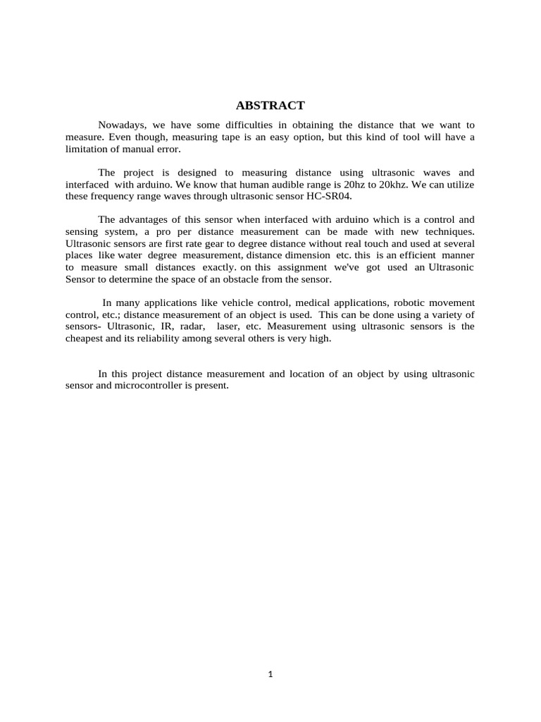 Distance Measurement Using Ultrasonic Sensor | PDF | Rechargeable ...