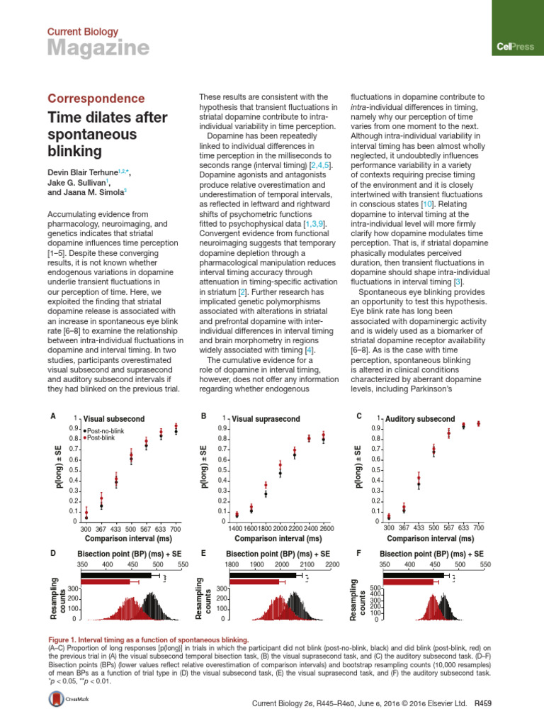 Time Perception and Spontaneous Blinking | PDF | Time Perception | Dopamine
