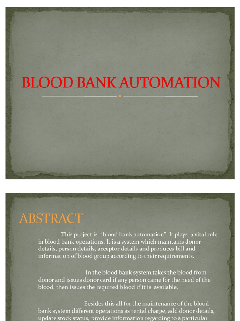 Blood Bank Automation | PDF