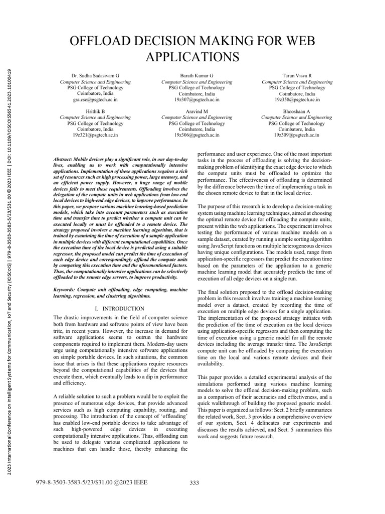 Offload Decision Making for Web Applications | PDF | Artificial Intelligence | Intelligence (AI ...