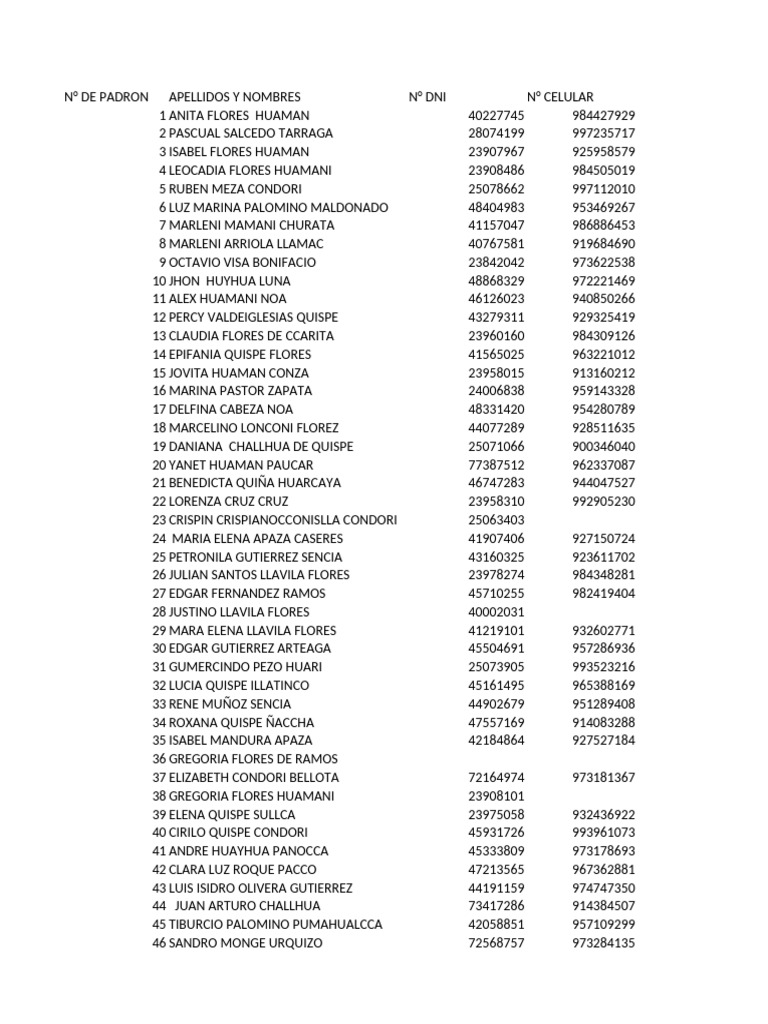 Padron Actualizado Hasta 0112 | PDF