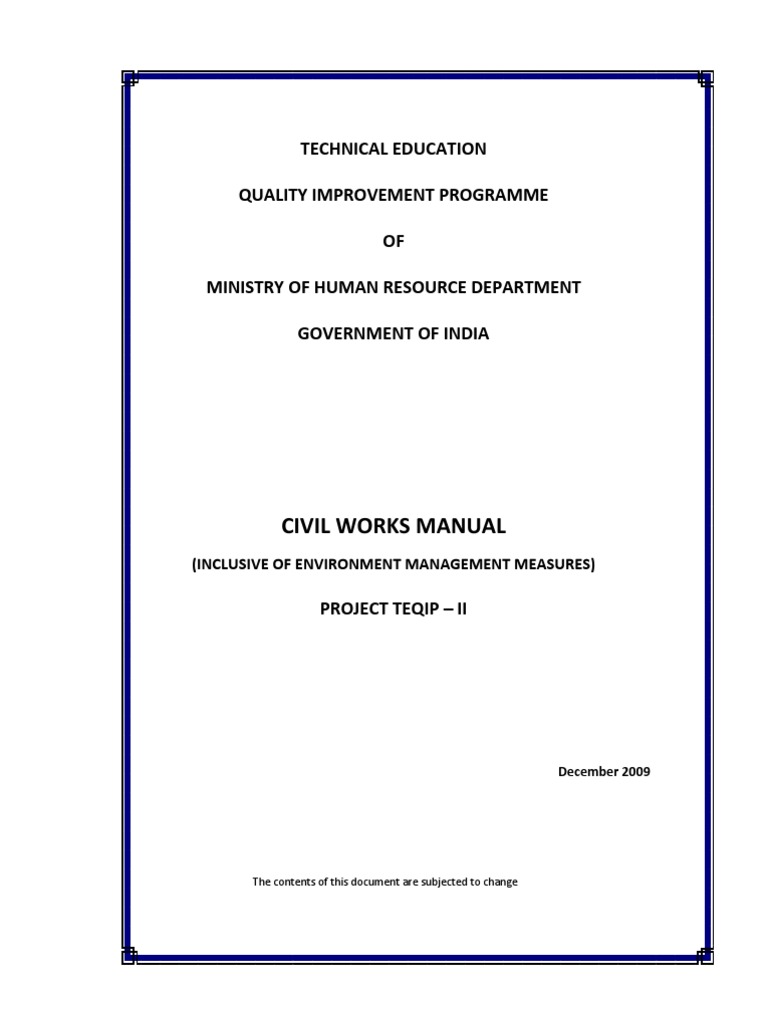 CPWD Civil Works Manual 2024 | PDF