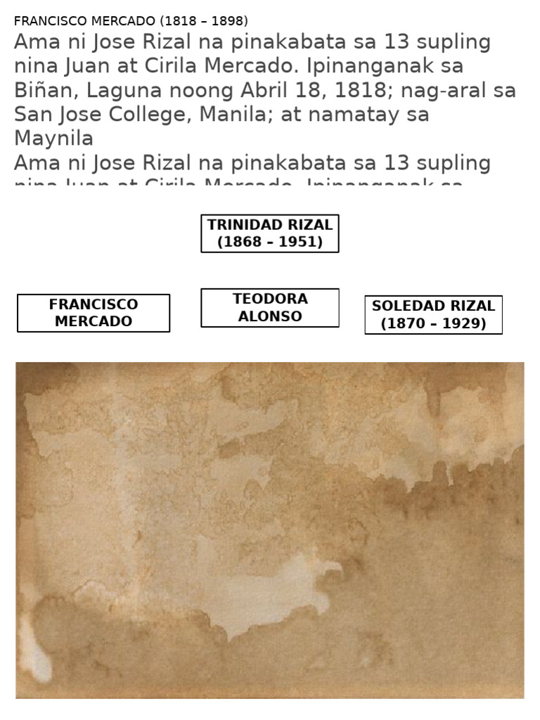 FRANCISCO MERCADO (1818 - 1898) : Trinidad Rizal (1868 - 1951) | PDF