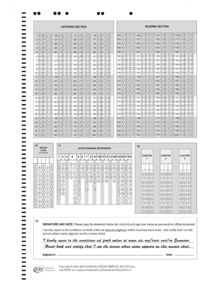Answer Sheet | PDF