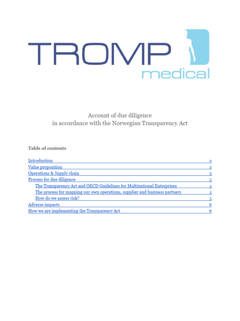 Norwegian Transparency Act Report | PDF | Due Diligence | Supply Chain
