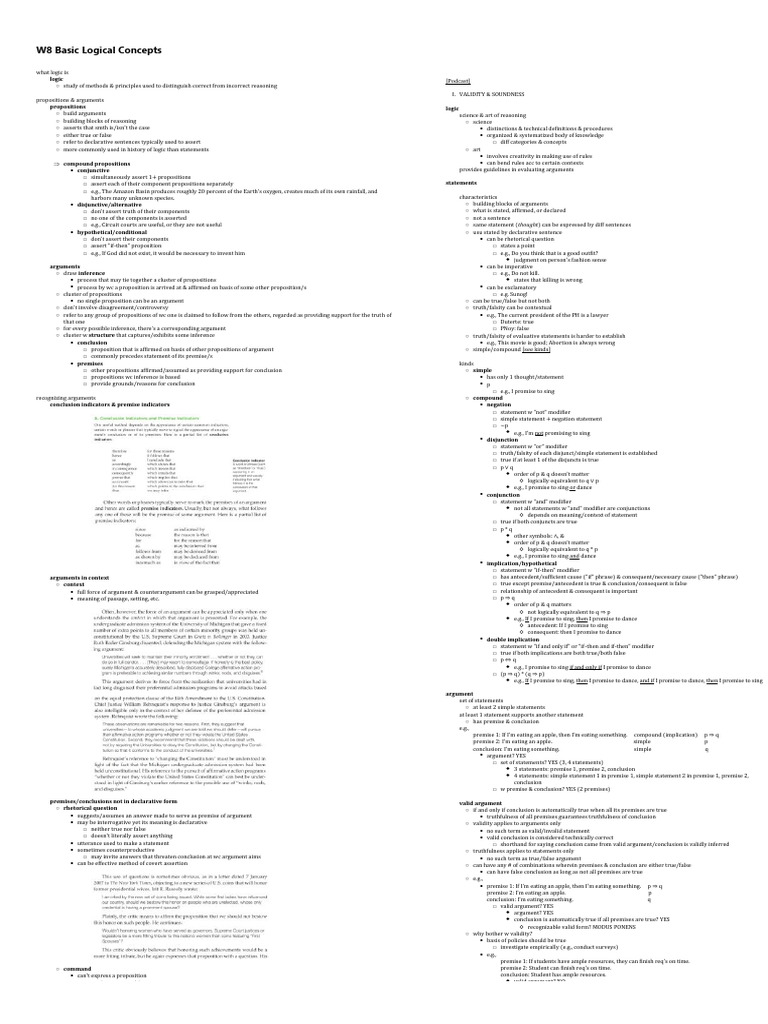 W8 Basic Logical Concepts | PDF | Argument | Logic