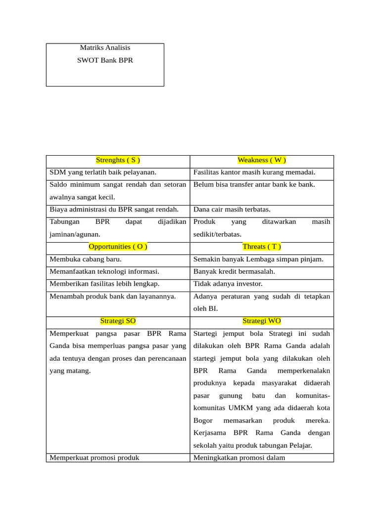 23 - 145 Prasetyo Viky Nugroho Matriks Analisis SWOT Bank BTN | PDF