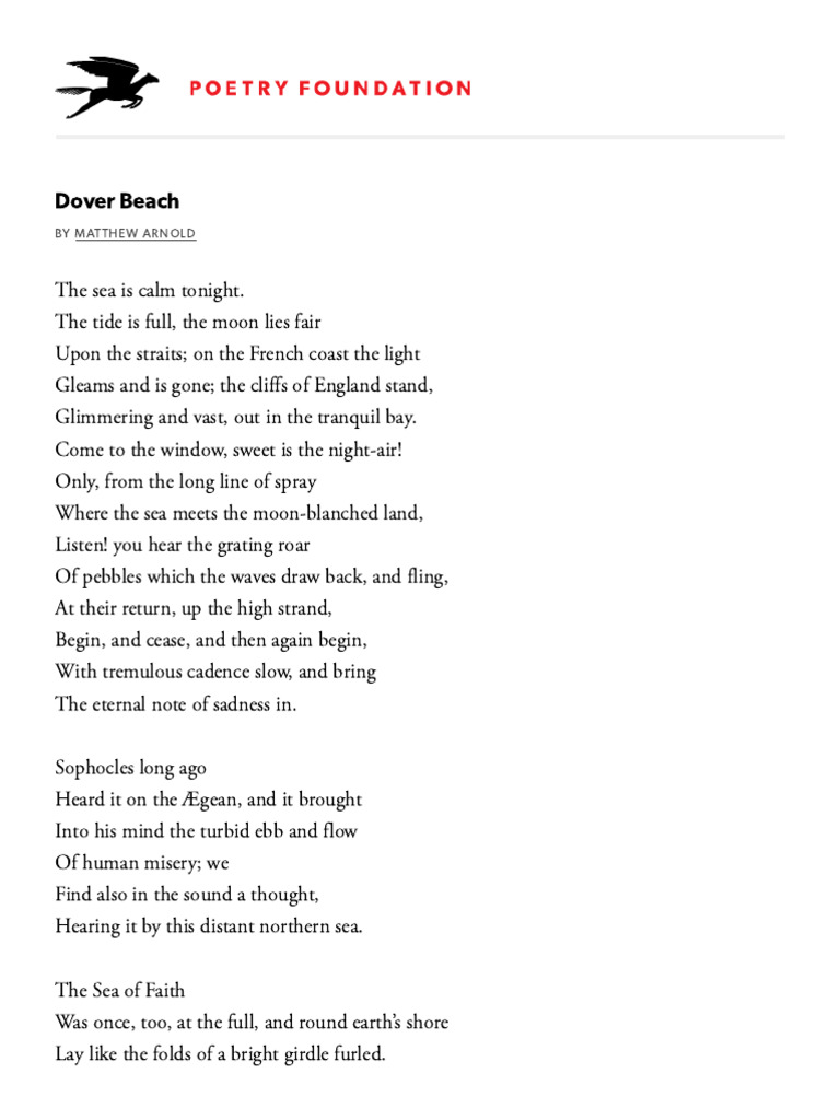 Dover Beach Poem by Matthew Arnold | PDF