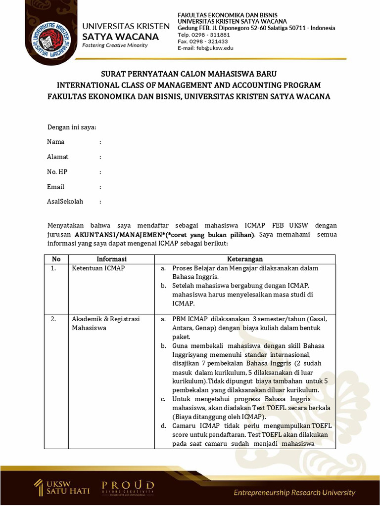 Pendaftaran ICMAP FEB UKSW | PDF