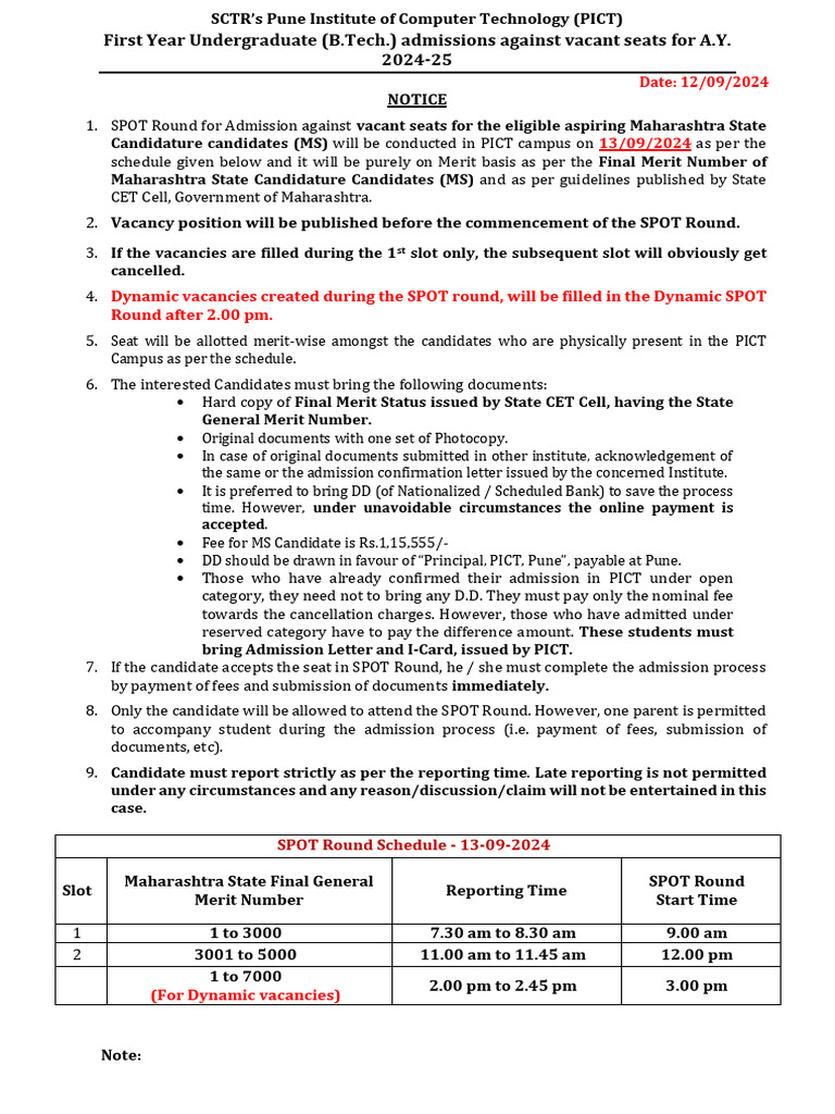 V1 - Notice - SPOT Rounds - On 13-09-2024 | PDF