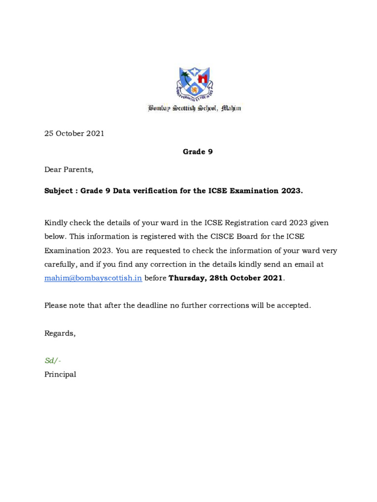 ICSE 2023 Grade 9 Data Verification | PDF | Mumbai | Educational Assessment And Evaluation