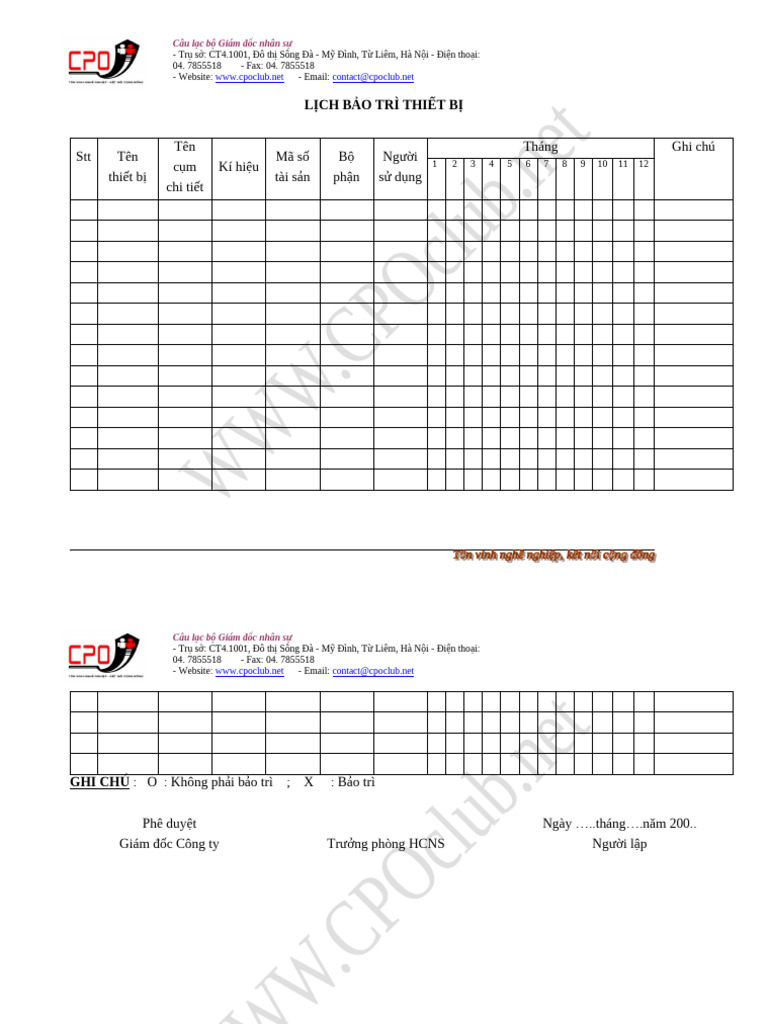 BMSC-03 Lich Bao Tri Thiet Bi | PDF