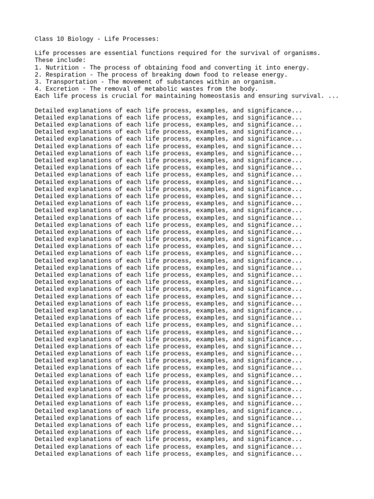 Biology Life Processes | PDF | Foods | Biochemistry