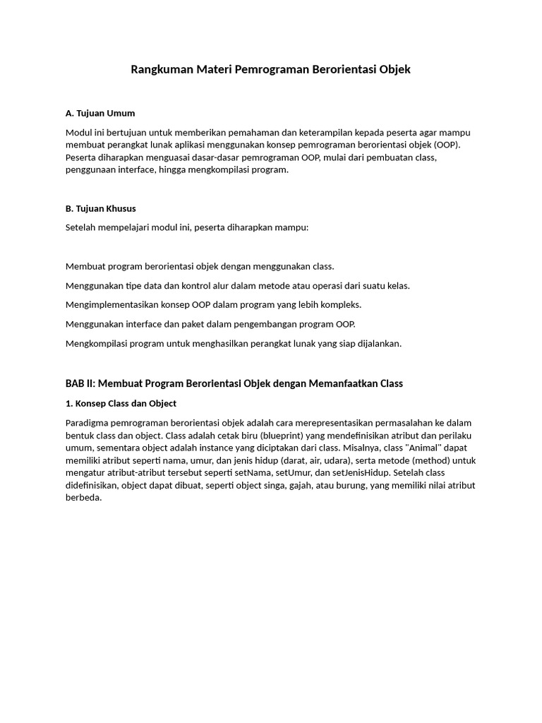 Panduan Pemrograman OOP Dasar | PDF