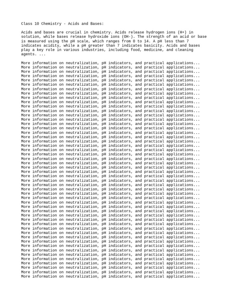 Chemistry Acids Bases Pdf Ph Acid