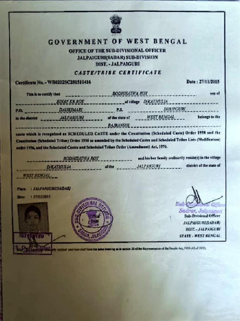 Caste Certificate | PDF