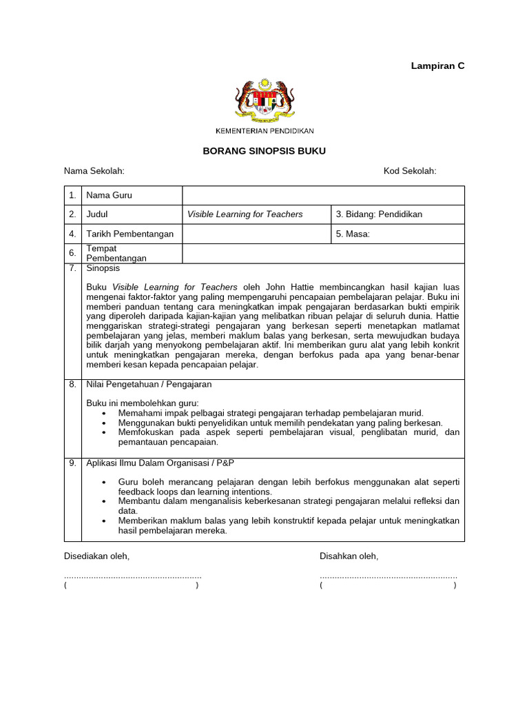 Borang Sinopsis Buku 4 | PDF